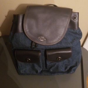 Coach | Bags | Coach Denim Leather Blue Jean Backpack | Poshmark